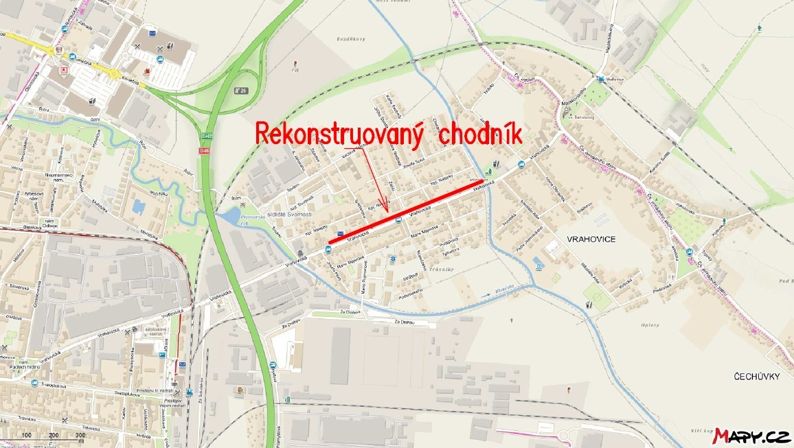 Rekonstrukce chodníku podél ulice Vrahovická - úsek I | Prostějov